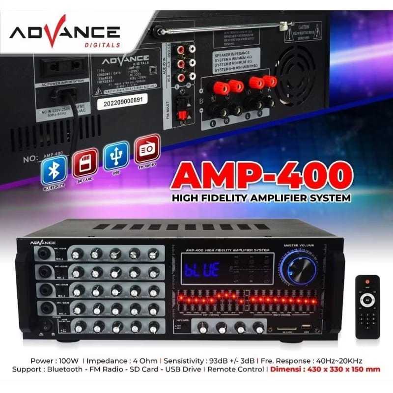 Jual Advance High Fidelity Amplifier System AMPLI AMP-200 AMP-300 AMP-400 MURAH | Shopee Indonesia
