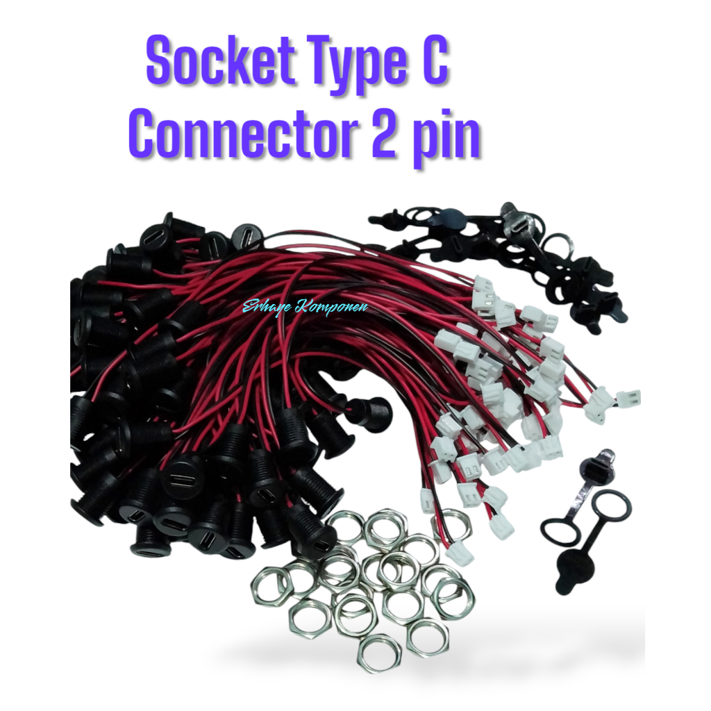 Jual Socket Type C Connector 2 pin soket type C to konektor 2 pin ...