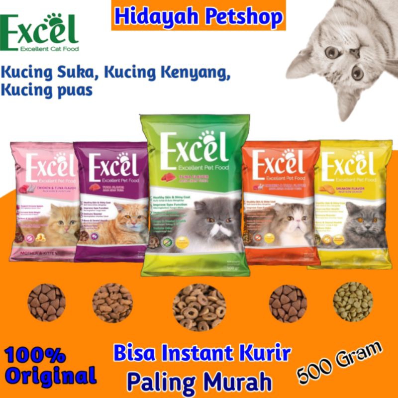 Jual EXCEL CAT FOOD 500 Gram Fresh Pack / makanan kucing excel Adult ...