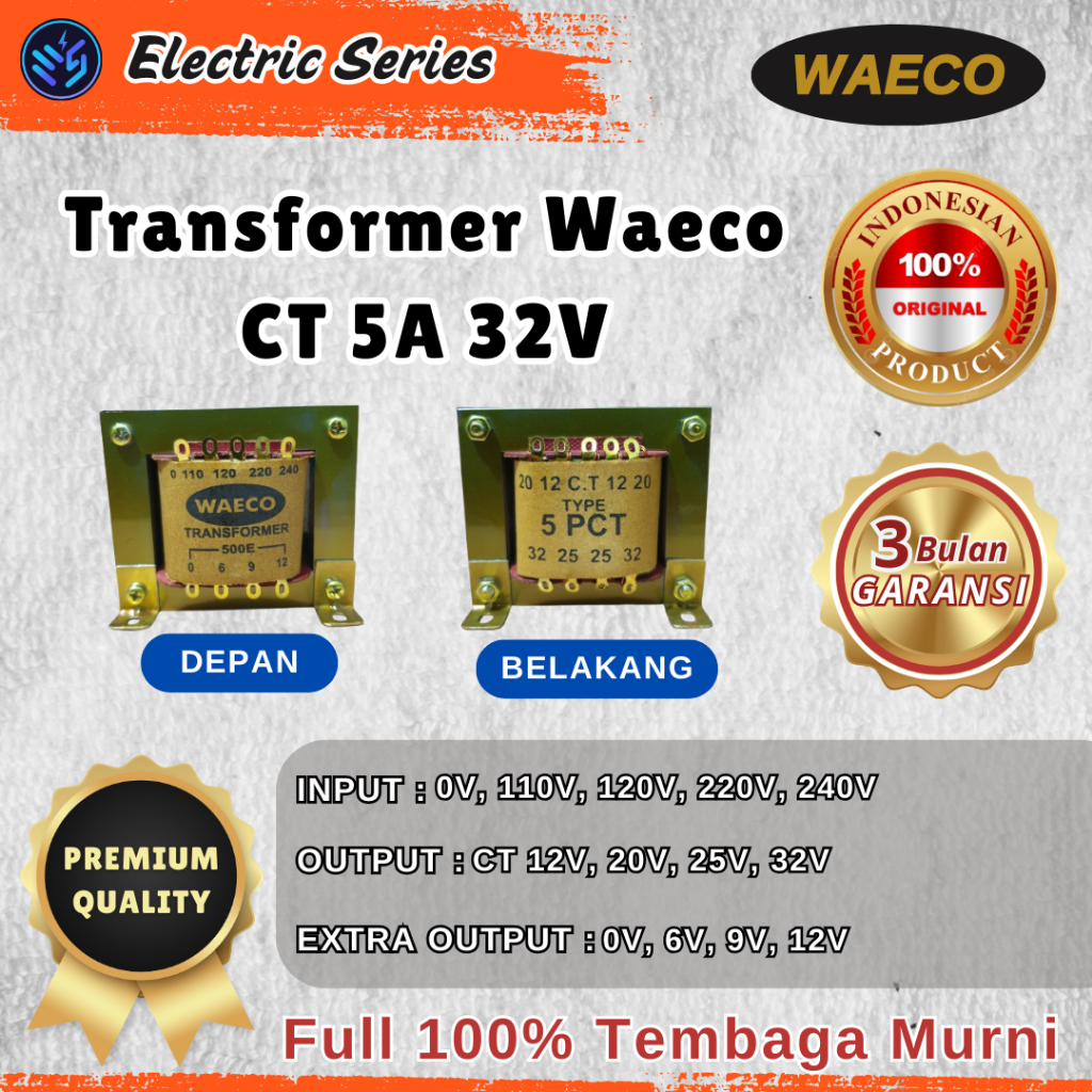 Jual Transformer Waeco 5 CT & NCT 32V - Trafo / Travo 5A CT NCT 32V ...