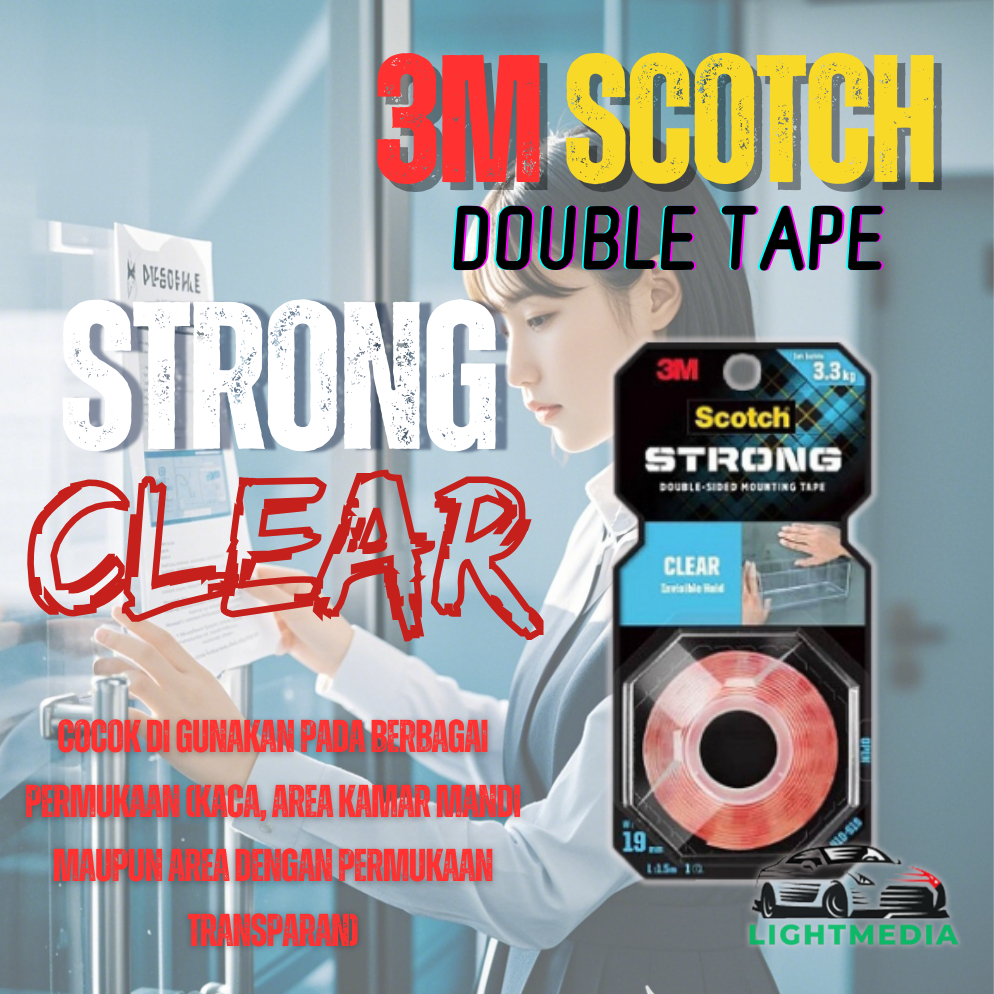 Jual Double Tape 3m Scotch Clear 19 mm x 1,5 M Double Tape Bening Transparan | Shopee Indonesia