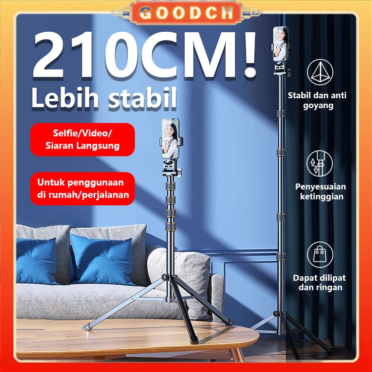 Jual GOODCH Tripod Handphone 210cm Besi Stabil Holder Ring Light ...
