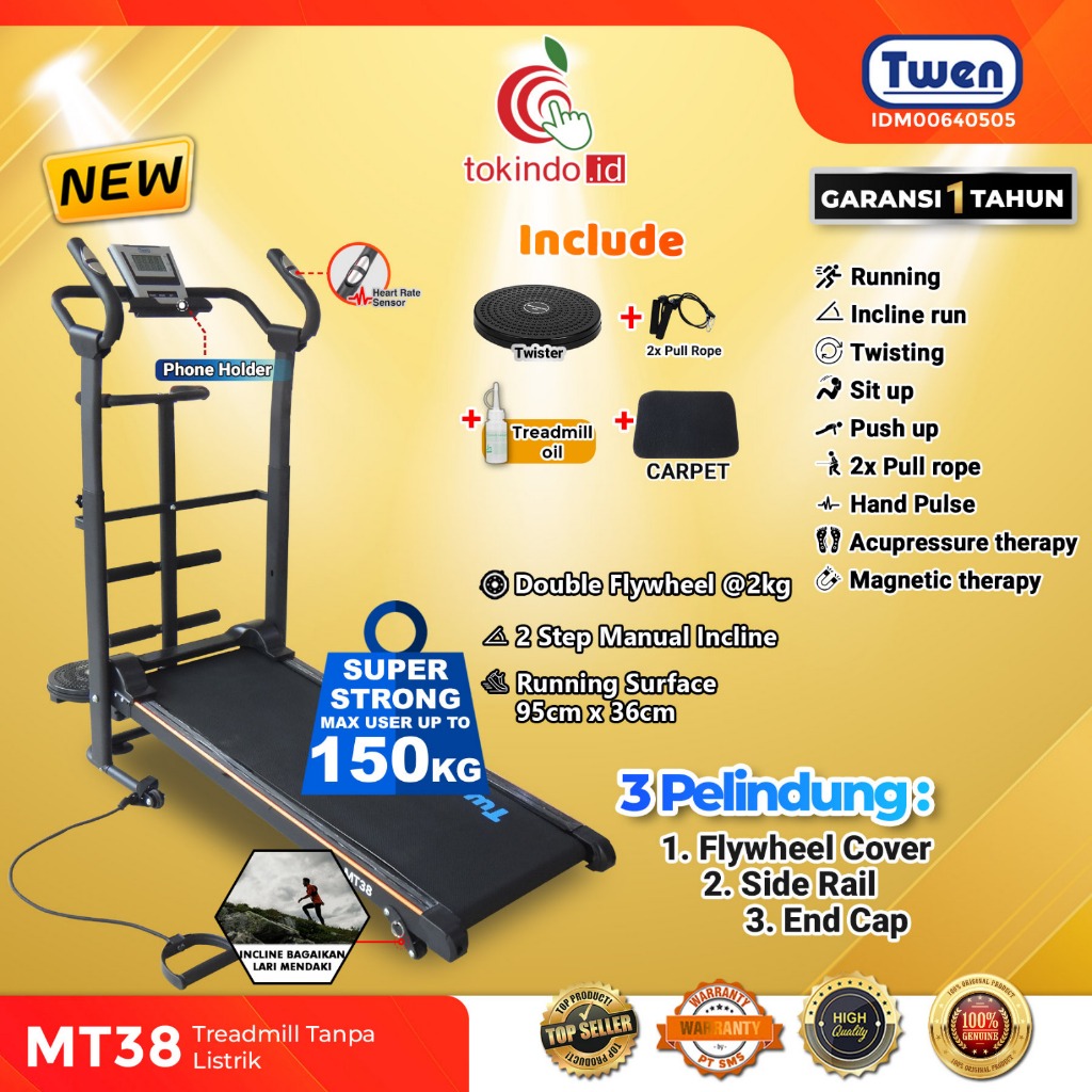 Jual Alat FItness Treadmill Manual Alat Fitness Multifungsi Twen MT38 ...