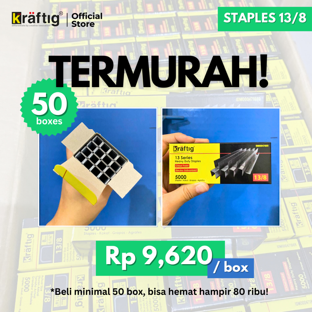 Jual KRAFTIG Isi Refill Staples Tembak Manual 13/8 (8MM) | Shopee Indonesia