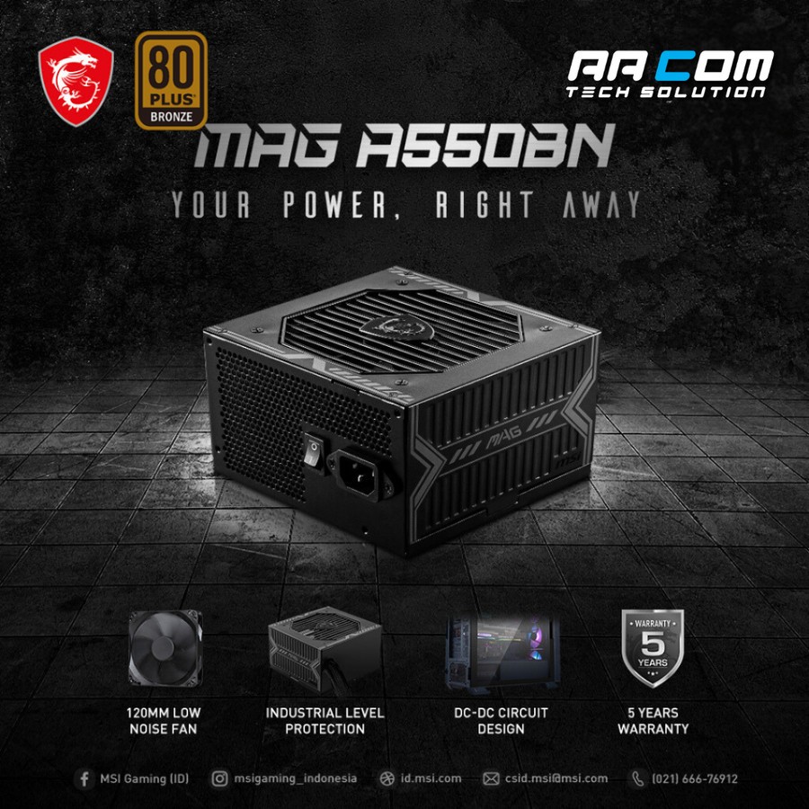 Jual MSI MAG A550BN 550Watt PSU/ Power Supply 550W 80+ Bronze | Shopee ...