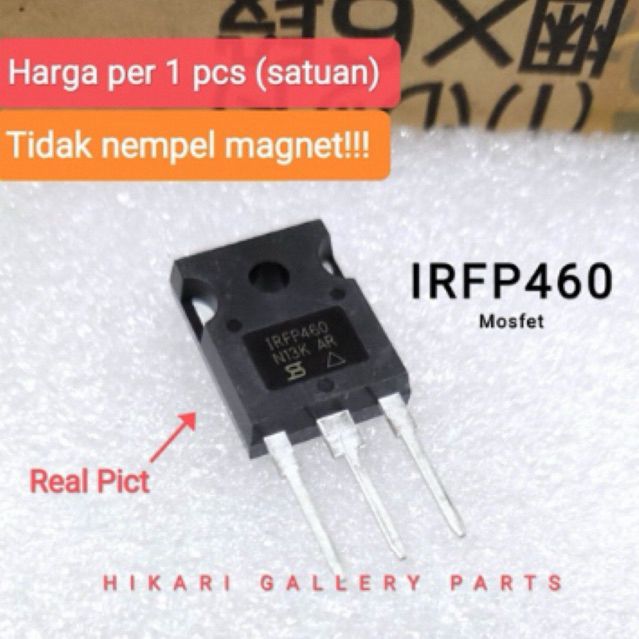 Jual IRFP460 N-Channel Mosfet Transistor 20A 500-VOLT / IRF P460 N Mosfet TR 20A 500V IRFP 460 ...