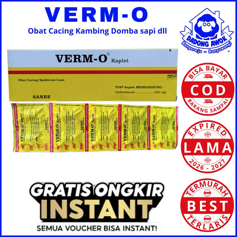 Jual OBAT CACING DOMBA VERM O 10 tablet - VERM O 1 strip 10 tablet ...