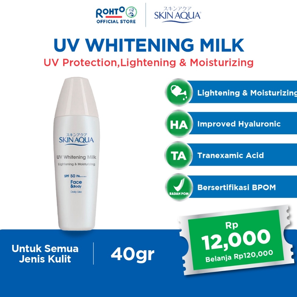 Jual KODE V8Z2 Skin Aqua UV Sunscreen Whitening Milk SPF 5 PA 4 gr ...