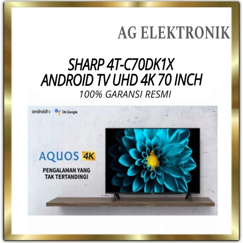 Jual SHARP 4T -C70DK1X Android tv uhd 4k 70 inch | Shopee Indonesia