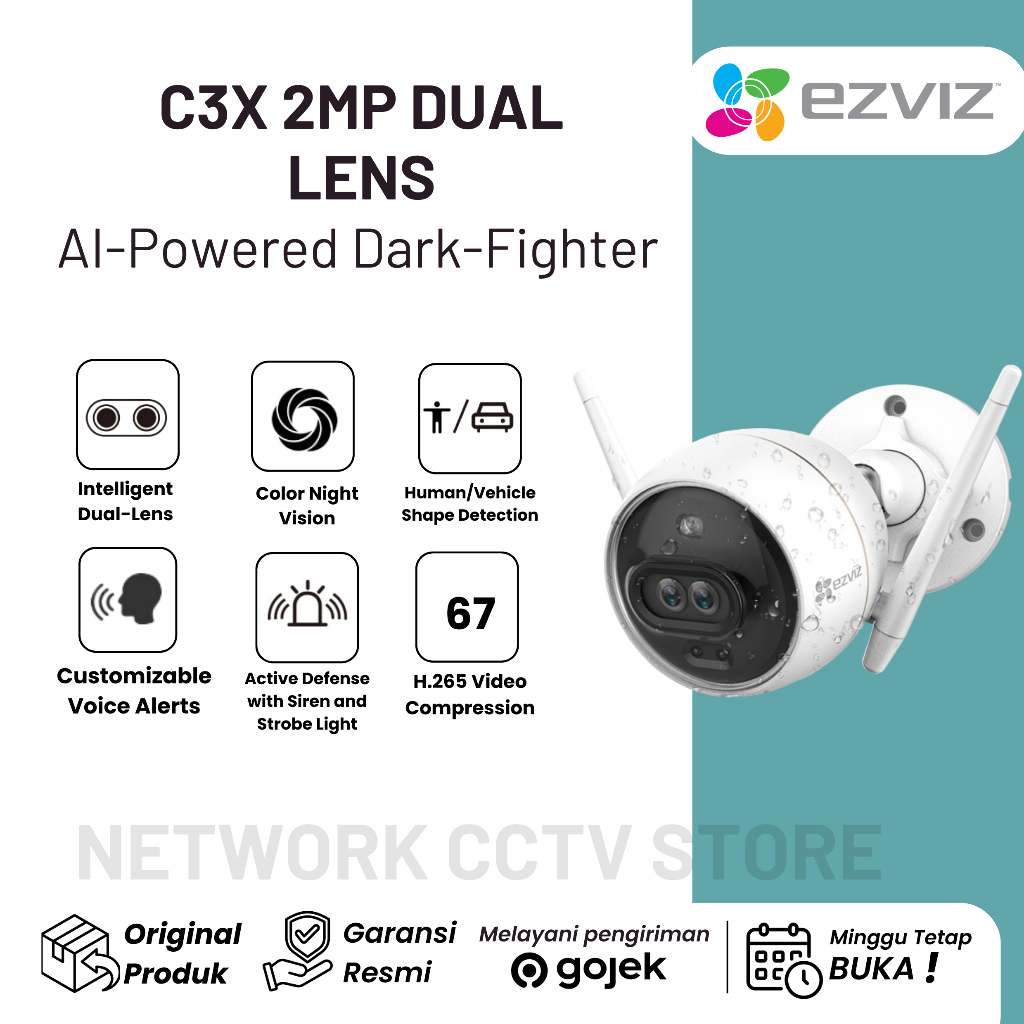 Jual CCTV EZVIZ C3X 2MP Dual-lens Wi-Fi camera with built-in AI ...