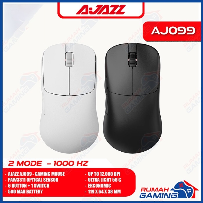 Jual AJAZZ - AJ099 - Gaming Mouse - Dual Mode - 12000 DPI - PAW3311 ...
