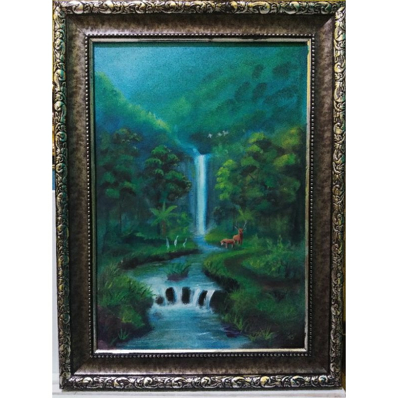Jual Lukisan Air Terjun Lukisan Tangan Manual Hiasan Dinding Rumah ...