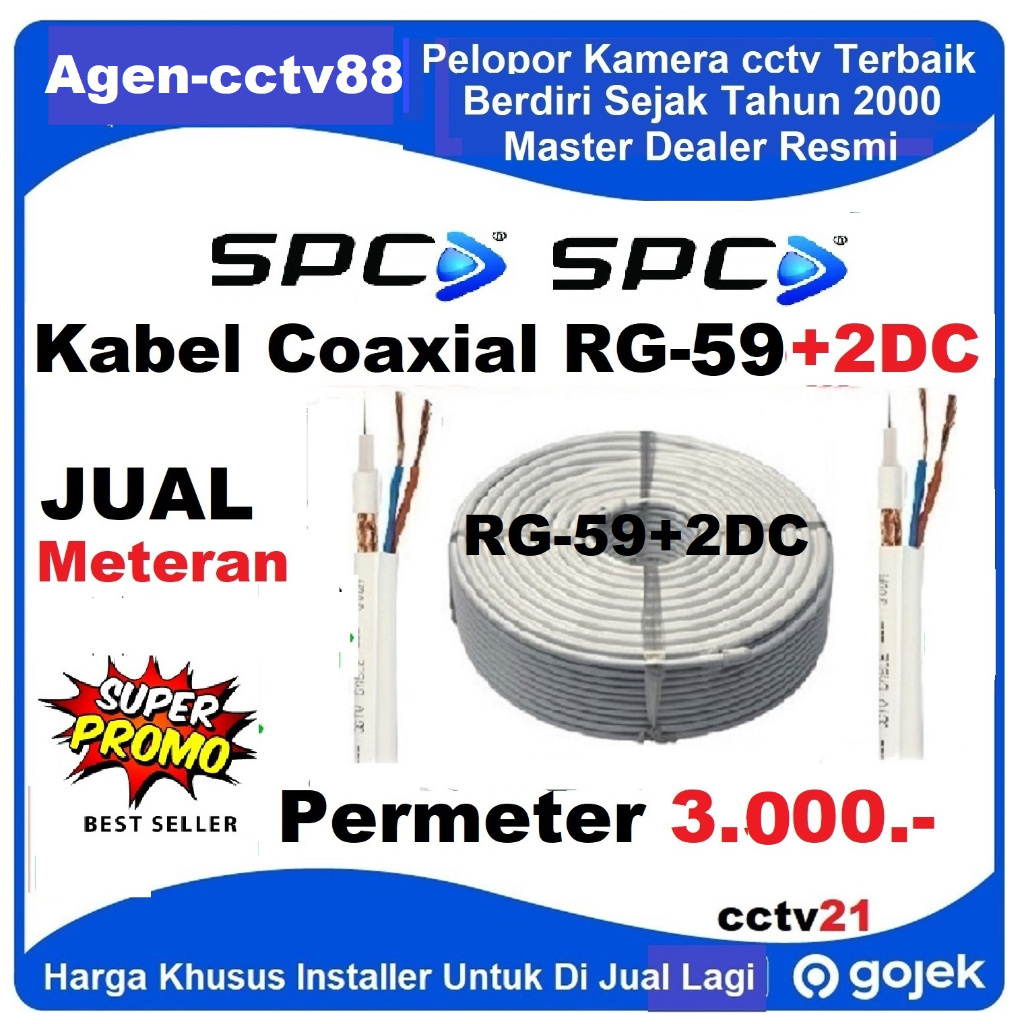 Jual Kabel CCTV Coaxial SPC RG59 +Power Putih Eceran Meteran Per Meter ...