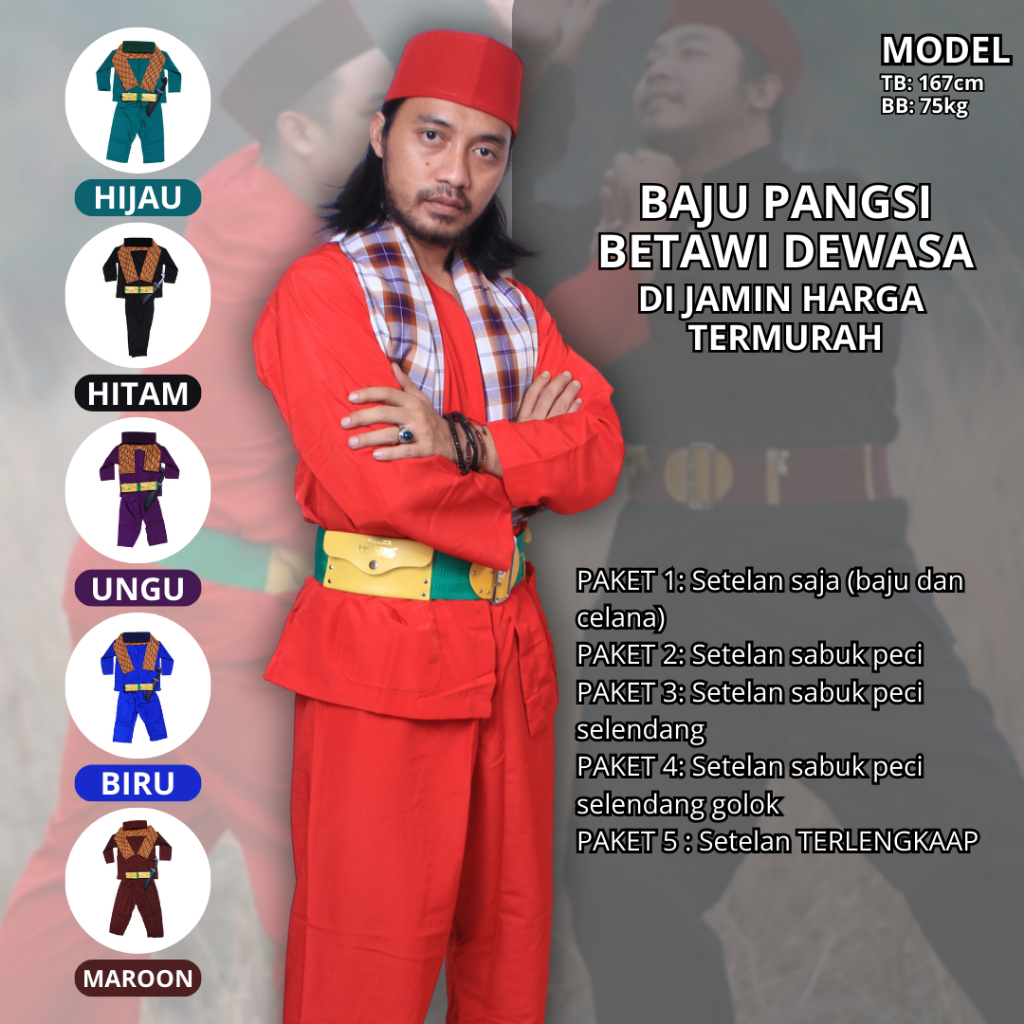 Jual Baju Pangsi Paket Komplit Baju Pangsi Betawi Setelan Lengkap Peci ...