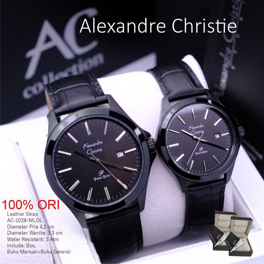 Jual Alexandre Christie ORIGINAL jam tangan couple tali kulit hitam AC1028 Alexander Cristie 100 ...