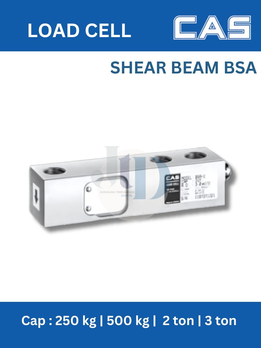 Jual Load Cell CAS Shear Beam BSA Cap 250kg - 5ton Loadcell CAS BSA [Juragan Timbangan Digital ...
