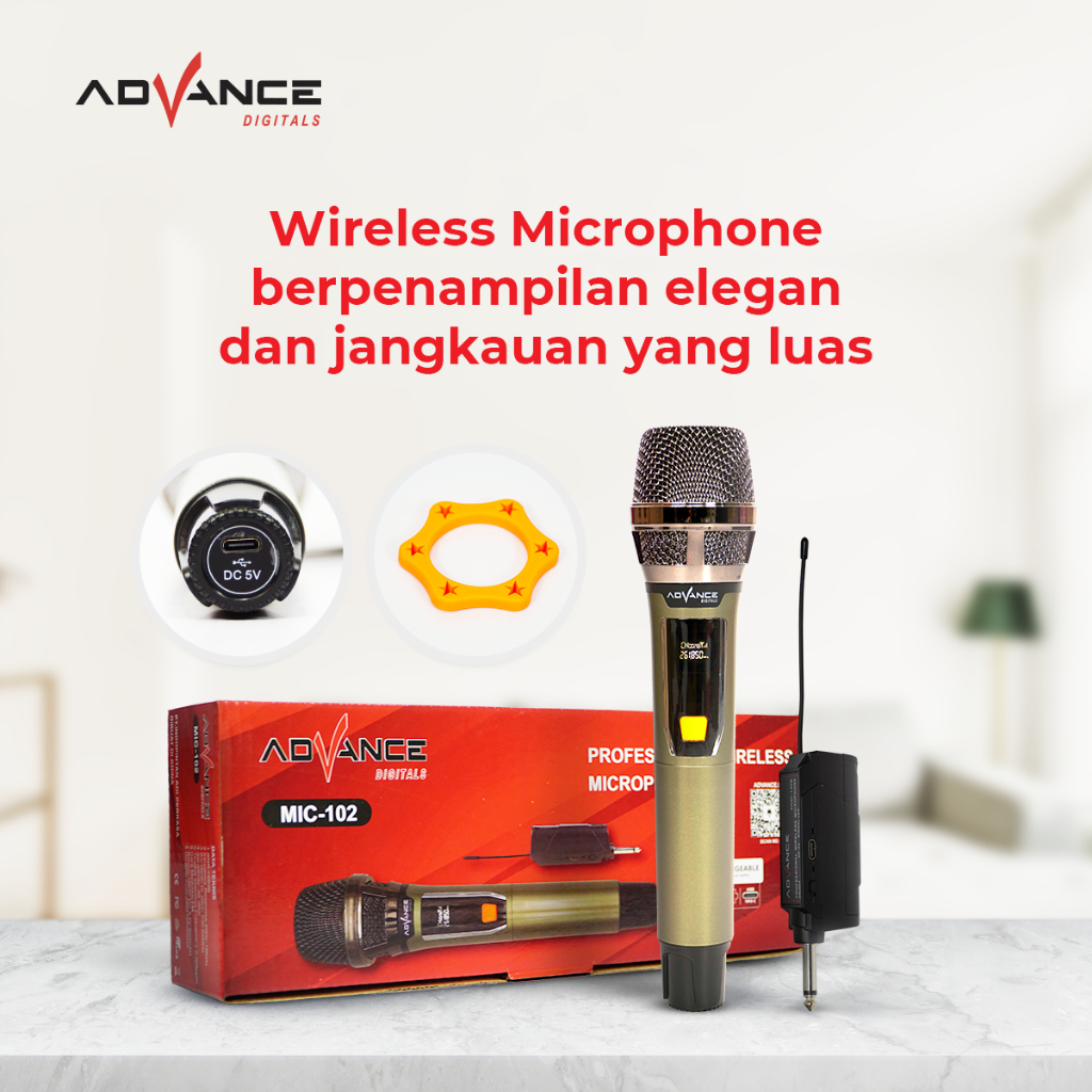 Jual Advance MIC-102 V.2 Mic Profesional Wireless Microphone Garansi ...
