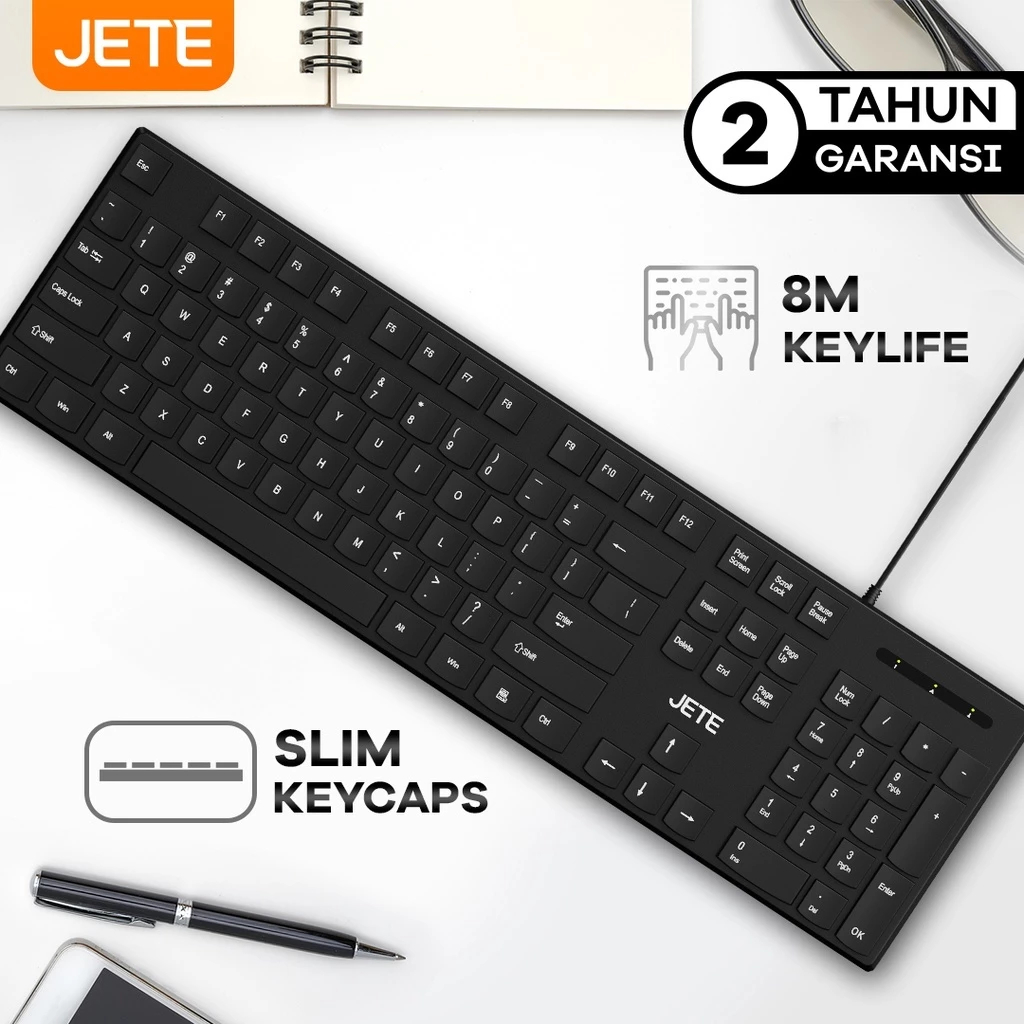 Jual Keyboard USB Slim JETE KB2 Silent Key Original Garansi Resmi 2 ...