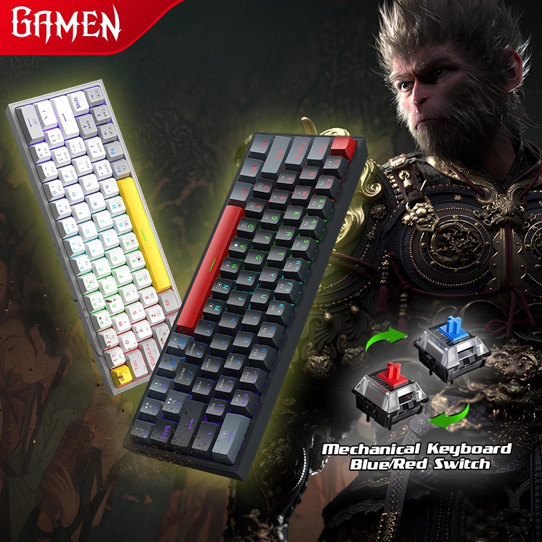 Jual KODE Q2G3 GAMEN Titan V Keyboard Gaming Mechanical 6 Layout Black ...