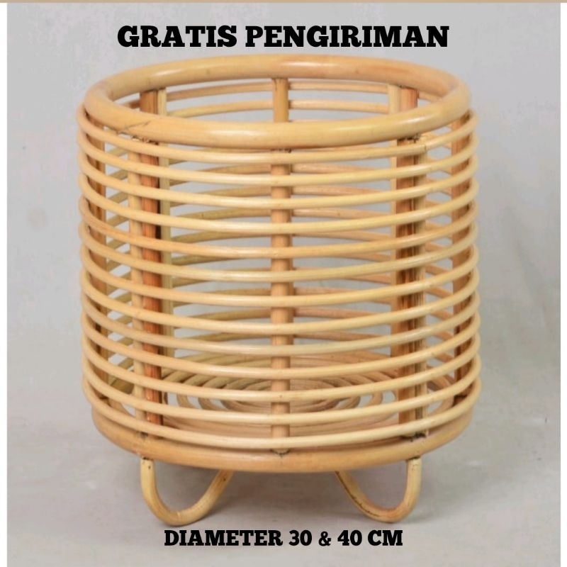 Jual Pot Bunga Rotan Size 30 dan 40 Cm Aesthetic/Cover Pot Hiasan Taman ...