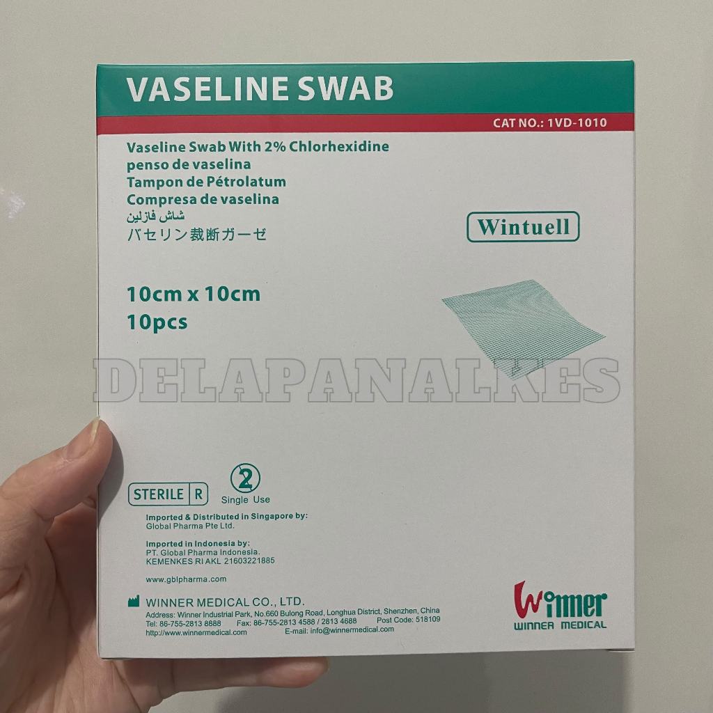 Jual Winner Vaseline Swab 10x10cm isi 10 Pcs Kasa Steril Luka Basah ...
