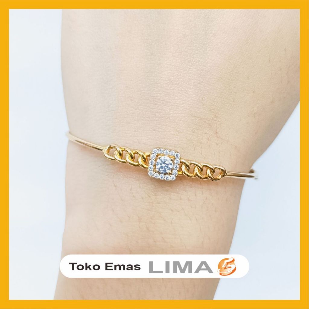 Jual Gelang Bangle Jessi Square Emas Muda Kuning 8K American Diamond ...