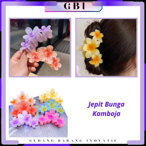 Jual GBI Jepitan Rambut Model Bunga Kamboja 3 Jedai Bunga Bali Warna ...