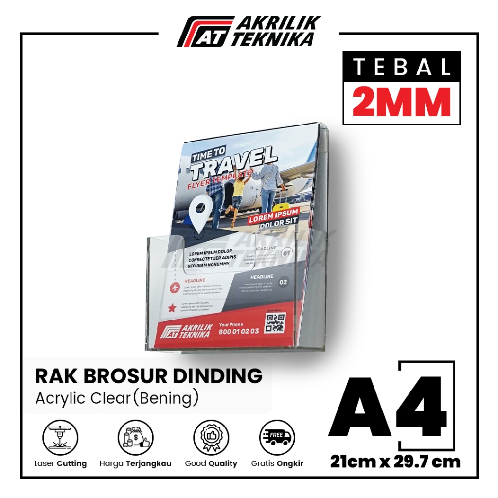 Jual Rak Brosur A4 Akrilik / Display Menu Dinding / Acrylic Flyer ...