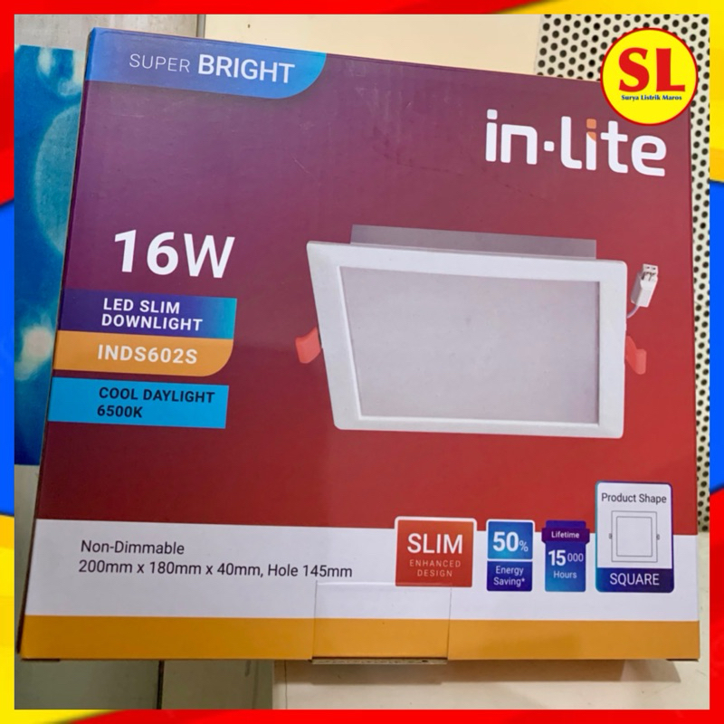 Jual INLITE SLIM DOWNLIGHT INDS602S - 16 WATT KOTAK | Shopee Indonesia