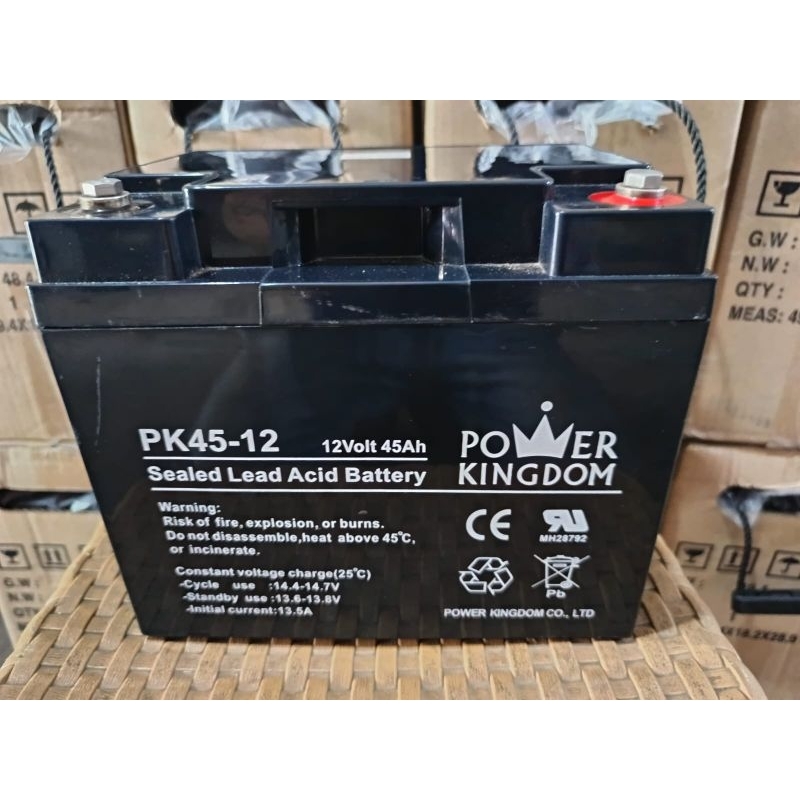 Jual battery VRLA merek power kingdom 12,v 45ah | Shopee Indonesia