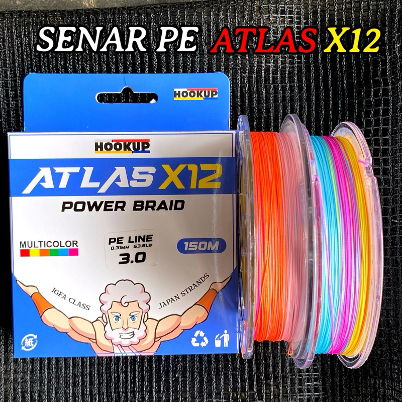 Jual SENAR PE / FISHING BRAID HOOK UP ATLAS X12 150m ( Multicolor ...