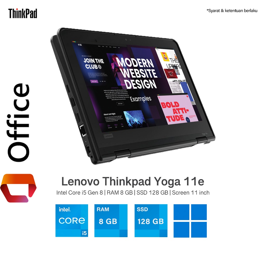 Jual Laptop 2 in 1 Lenovo Thinkpad Yoga 11e Core i5 Gen 8 Ram SSD 512 ...