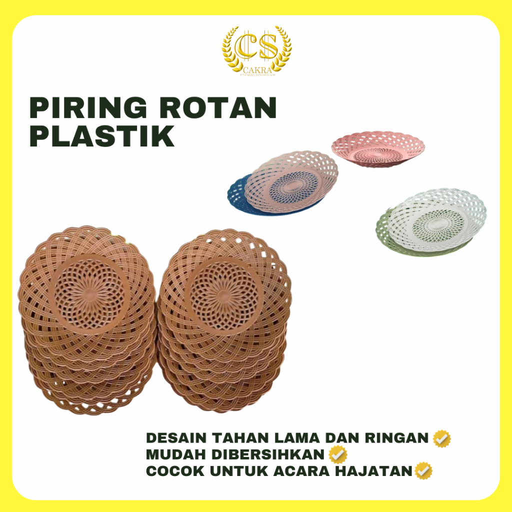 Jual Piring rotan anyaman plastik harga untuk 12pcs / piring sajian ...