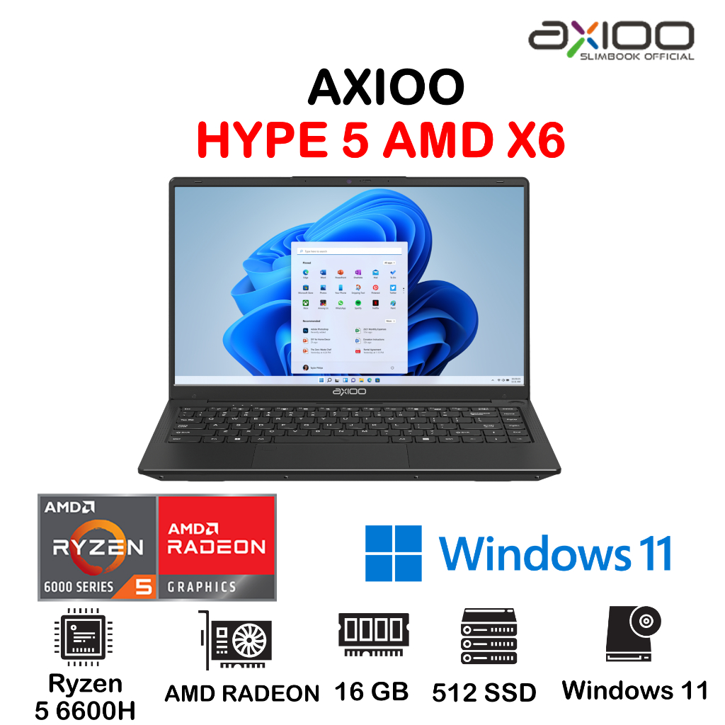 Jual LAPTOP AXIOO HYPE 5 AMD X6 Ryzen 5 6600H 16GB 512GB Windows 11 | Shopee Indonesia