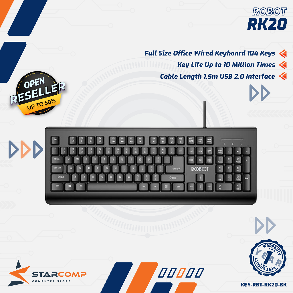 Jual ROBOT RK20 Keyboard Office Wired Keyboard USB Full Size | Shopee ...
