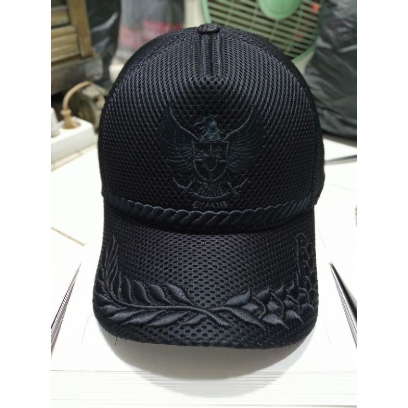 Jual Topi jaring garuda full hitam, free nama | Shopee Indonesia
