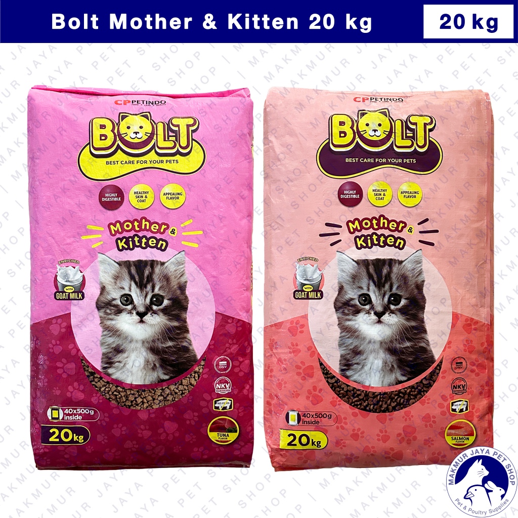 Jual Bolt Mother & Kitten Dry Cat Food Tuna Salmon 20 kg / Makanan Anak ...