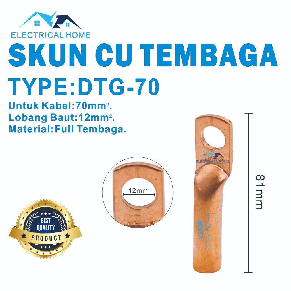 Jual Skun Copper/Skun Kabel CU DTG-70mm FULL TEMBAGA | Shopee Indonesia