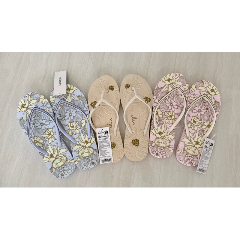 Jual sandal miniso flower and romantic style series women flipflop ...
