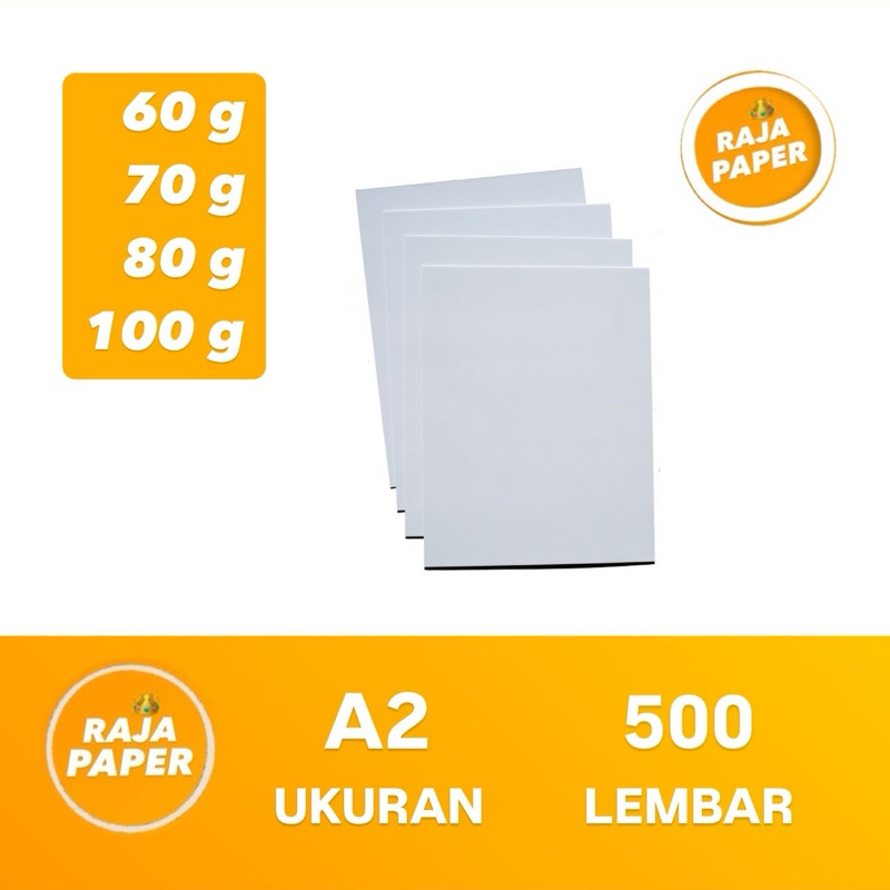 Jual Kertas HVS Ukuran A2 500 Lembar 60 70 80 100 Gsm Gr Gram ( 420 Mm ...