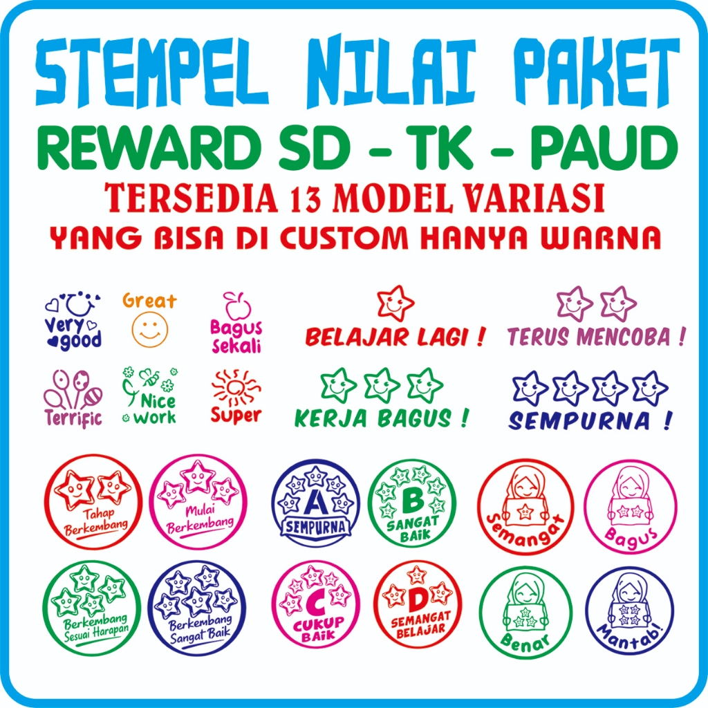 Jual Stempel Nilai Guru REWARD / PAUD / TK / SD / Home Schooling ...