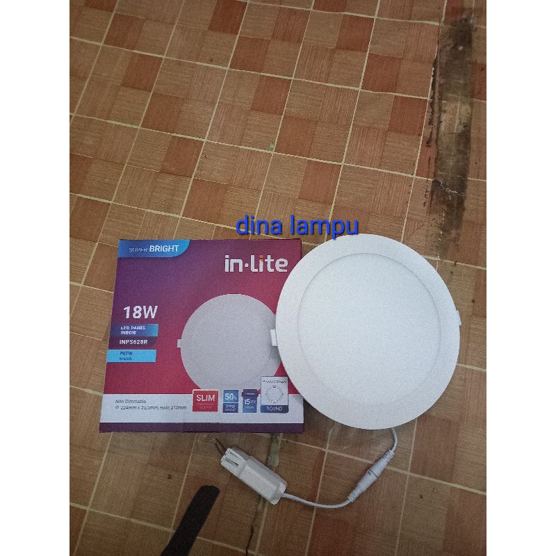 Jual inlite downlight led panel 18watt putih 6500k bulat inbow 220volt ...