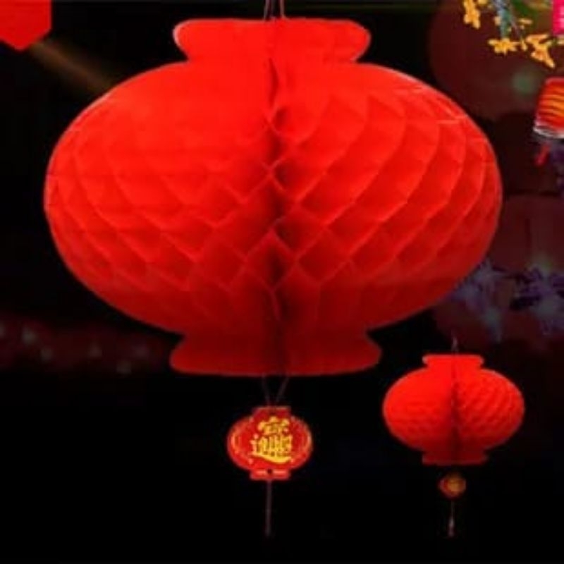 Jual (UKURAN BESAR) Lampion Bulat Imlek Honeycomb Dekorasi Lampion ...
