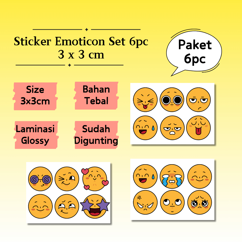 Jual Sticker Emoticon / Sticker Emoji Aesthetic Sticker Set Dekorasi ...