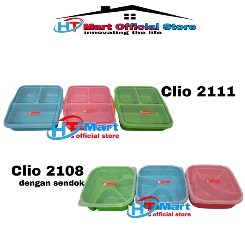 Jual HT mart - Box makan CLIO 2108 2111 Plastics YOKOHAMA NARA sekat 3 lunch box bekal ompreng ...