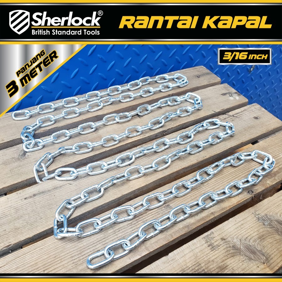 Jual Rantai Besi / Kapal Galvanized 5 mm ( 3/16 inch ) panjang 3 meter ...