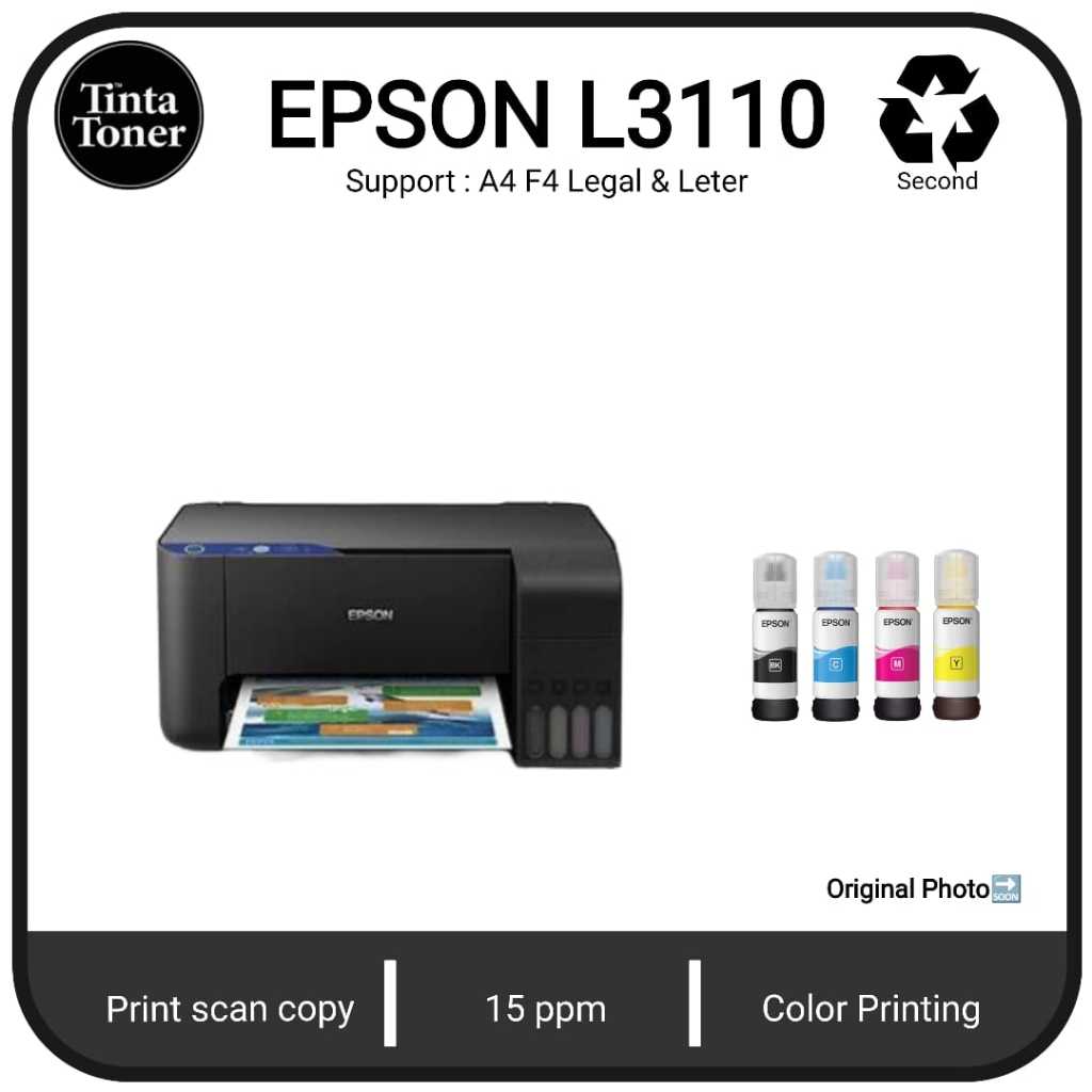 Jual Epson L3110 print scan copy multifungsi plus tinta 1 shet | Shopee ...