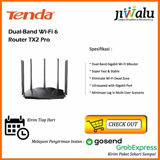 Jual Tenda TX2 Pro Router Dual-Band Gigabit Wi-Fi 6 | Shopee Indonesia