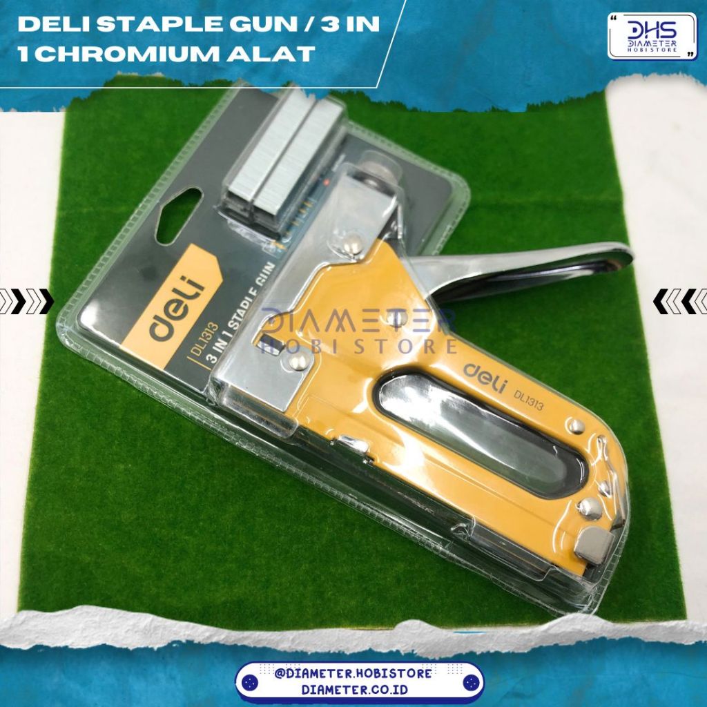 Jual Deli Staple Gun / Staples Tembak 3 in 1 Chromium Alat Perkakas ...