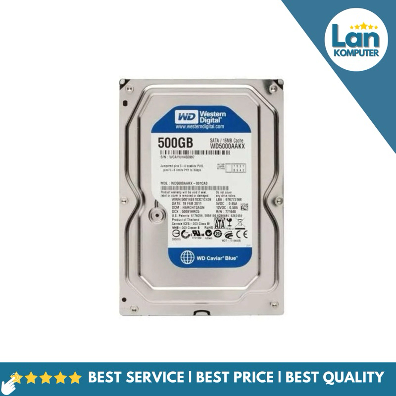 Jual Hardisk 500gb WD Blue SATA 3,5 Original Speed 7200 RPM Garansi 1 ...